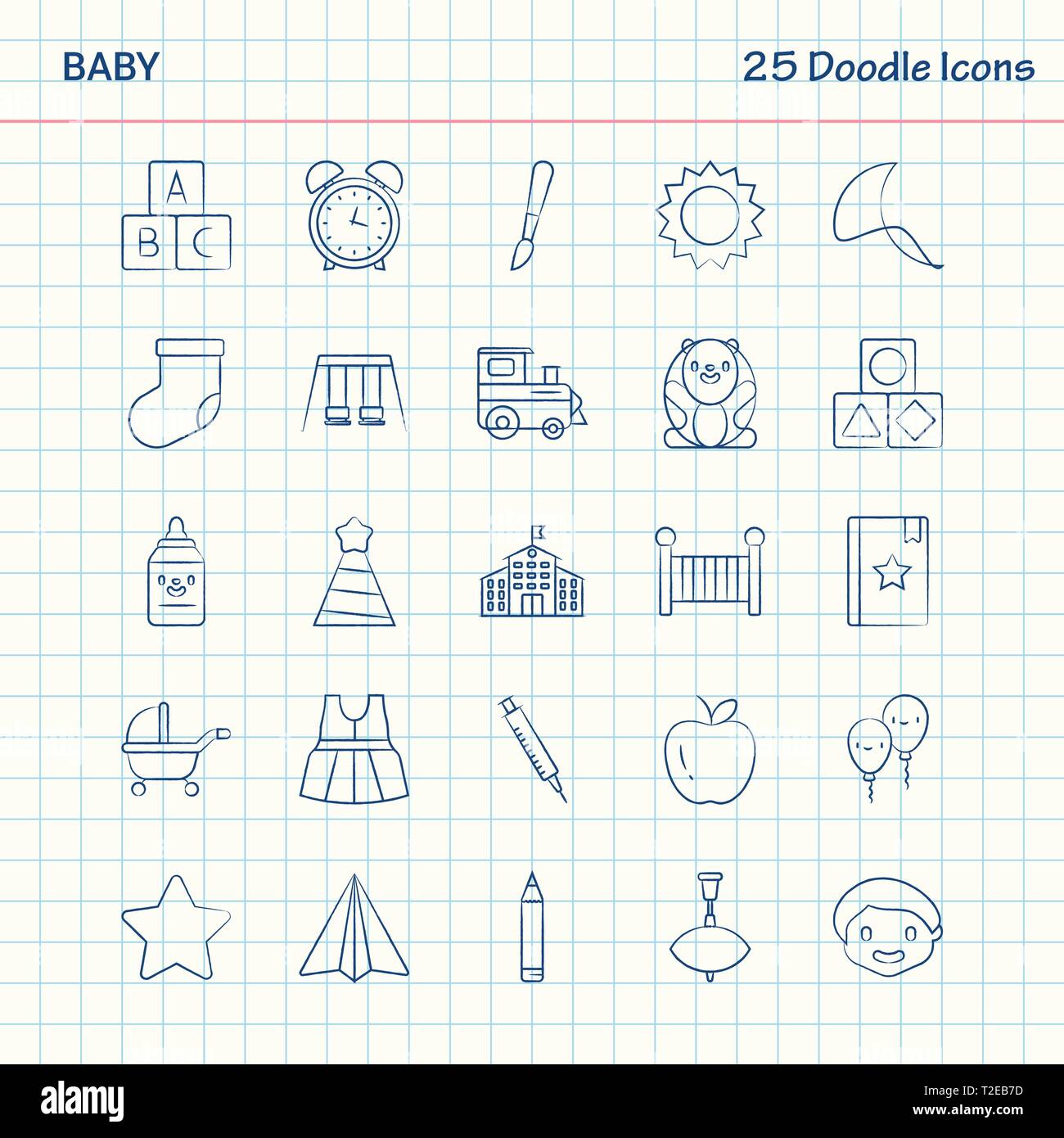 Baby 25 Doodle Icons. Hand Drawn Business Icon set Stock Vector Image ...