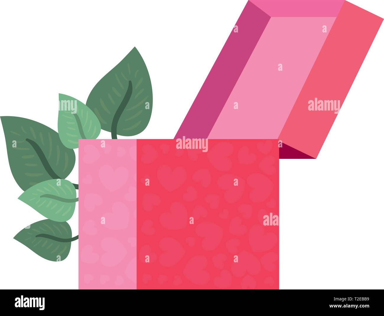 gift box leaves white background vector illustration Stock Vector Image ...