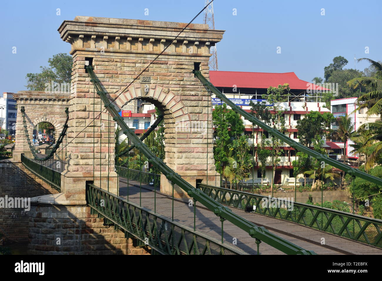 Punalur, Kerala, India - March 1, 2019: Motorable bridge in Kerala ...