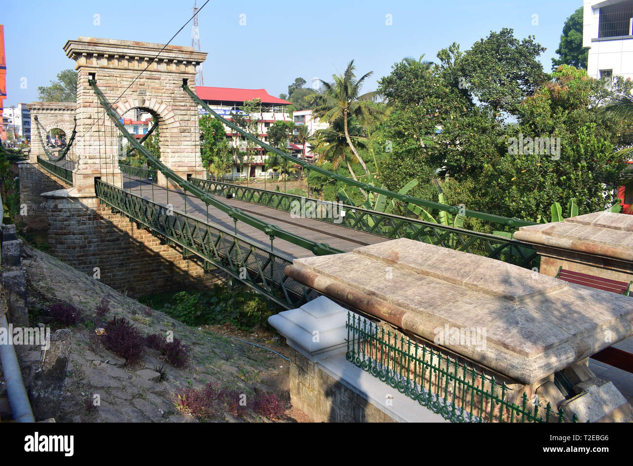 Punalur, Kerala, India - March 1, 2019: Hanging bridge City Of Kerala ...