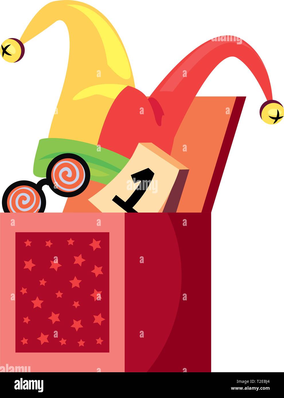 hat calendar in the box april fools day vector illustration Stock ...