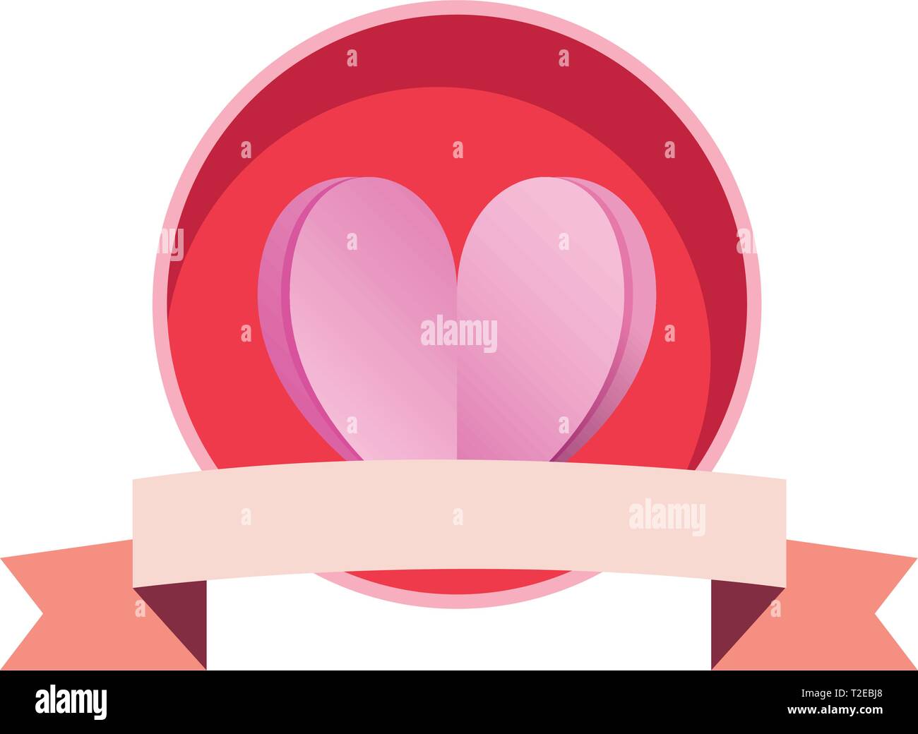 love heart ribbon banner decoration vector illustration Stock Vector ...