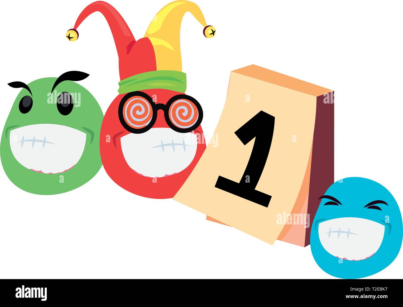 emoji hat calendar humor april fools day vector illustration Stock ...