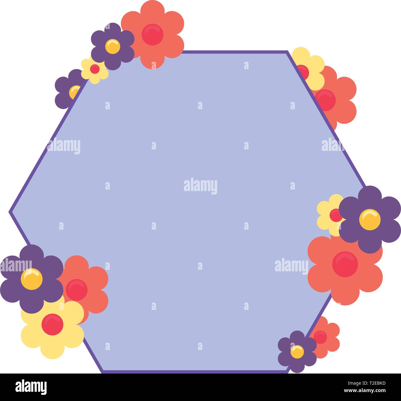 flowers badge decoration empty template vector illustration Stock ...