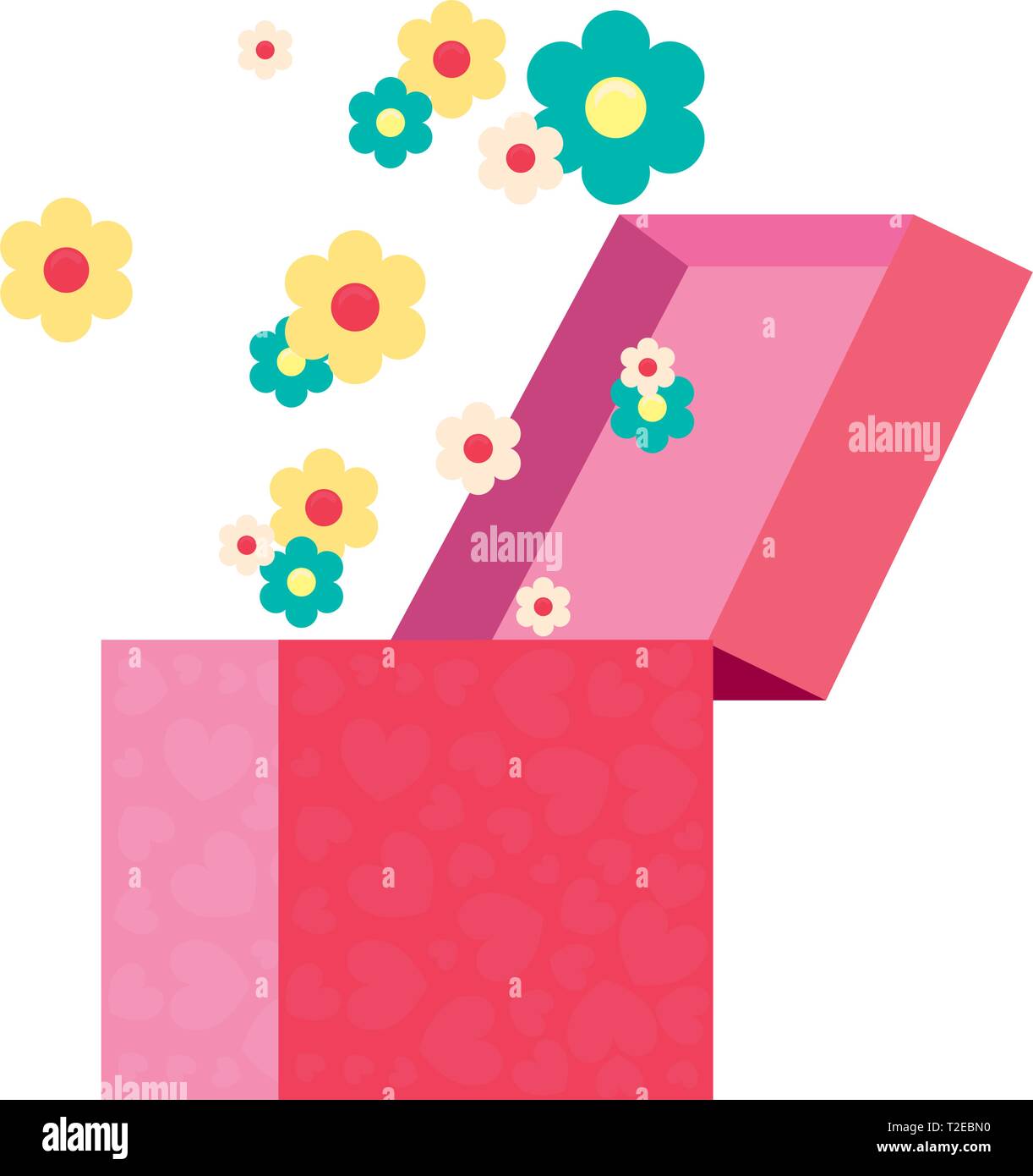 gift box flowers white background vector illustration Stock Vector ...