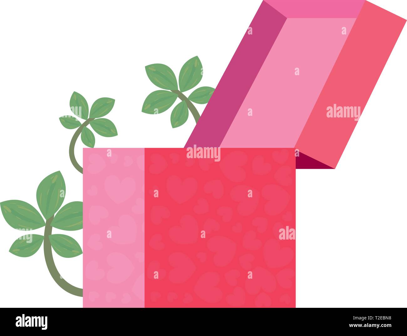 gift box leaves white background vector illustration Stock Vector Image ...