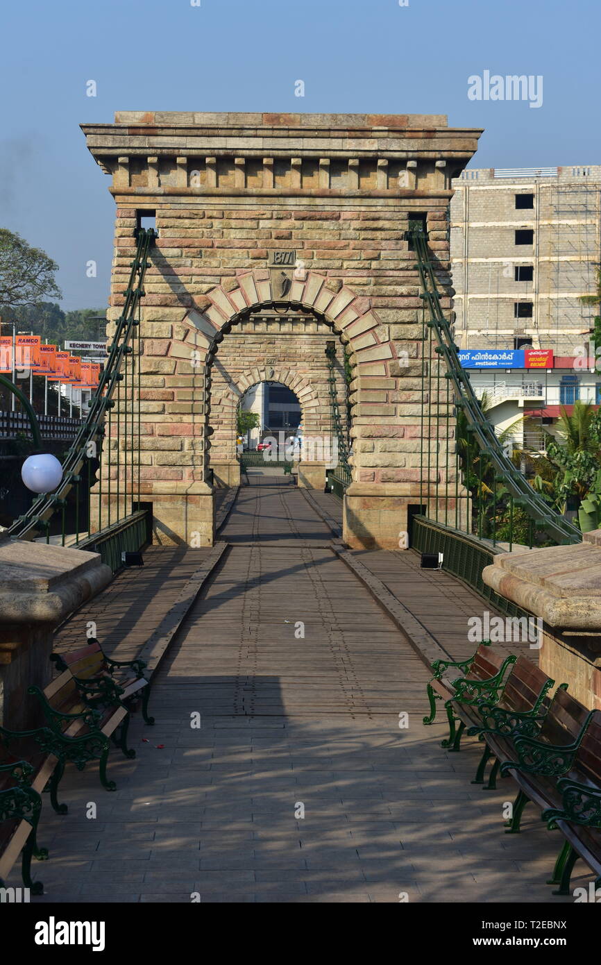 Punalur, Kerala, India - March 1, 2019: Punalur Hanging Bridge in ...