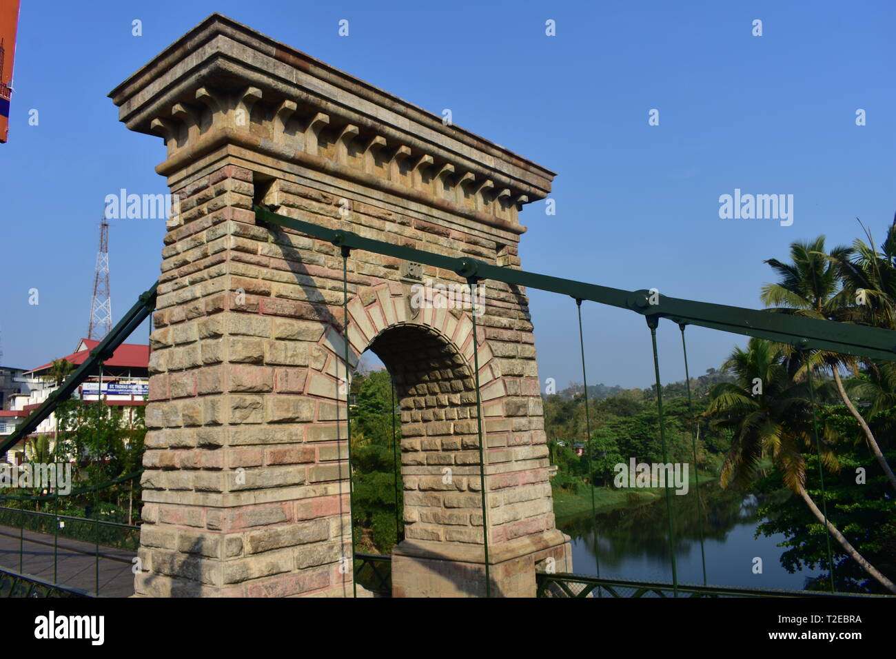 Punalur, Kerala, India - March 1, 2019: Hanging bridge City Of Kerala ...