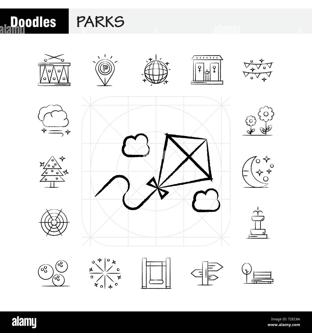 Parks Hand Drawn Icons Set For Infographics, Mobile UX/UI Kit And Print ...