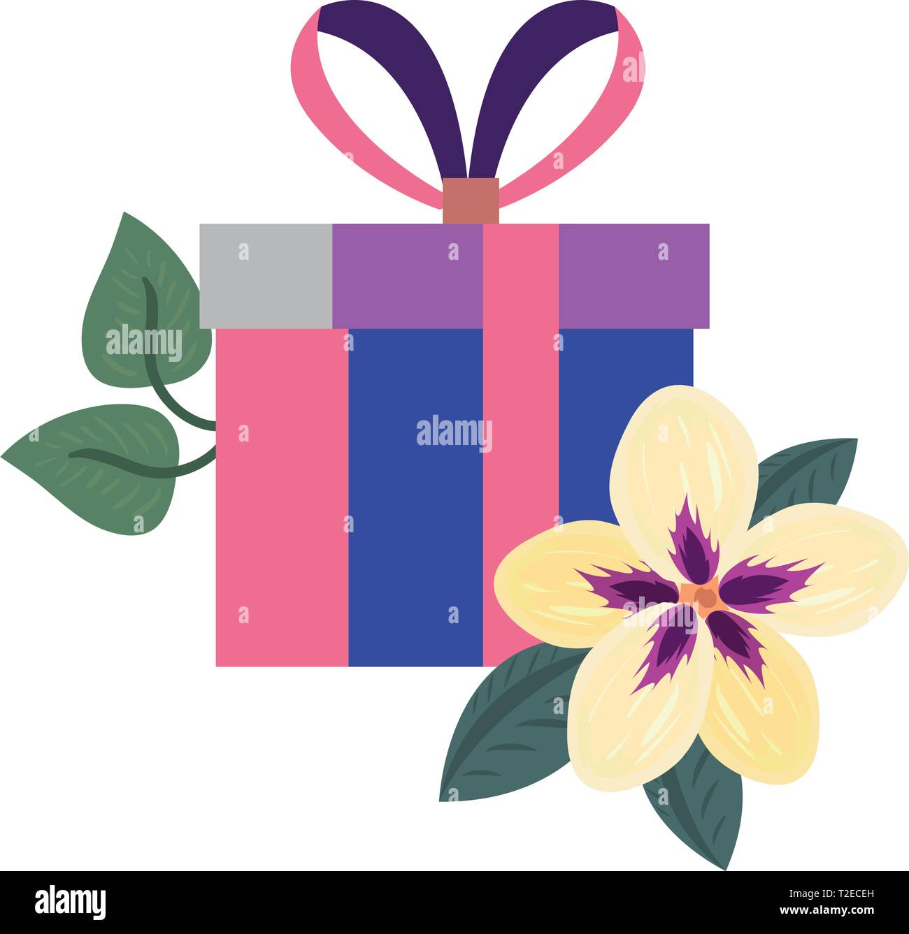 gift box flowers white background vector illustration Stock Vector ...