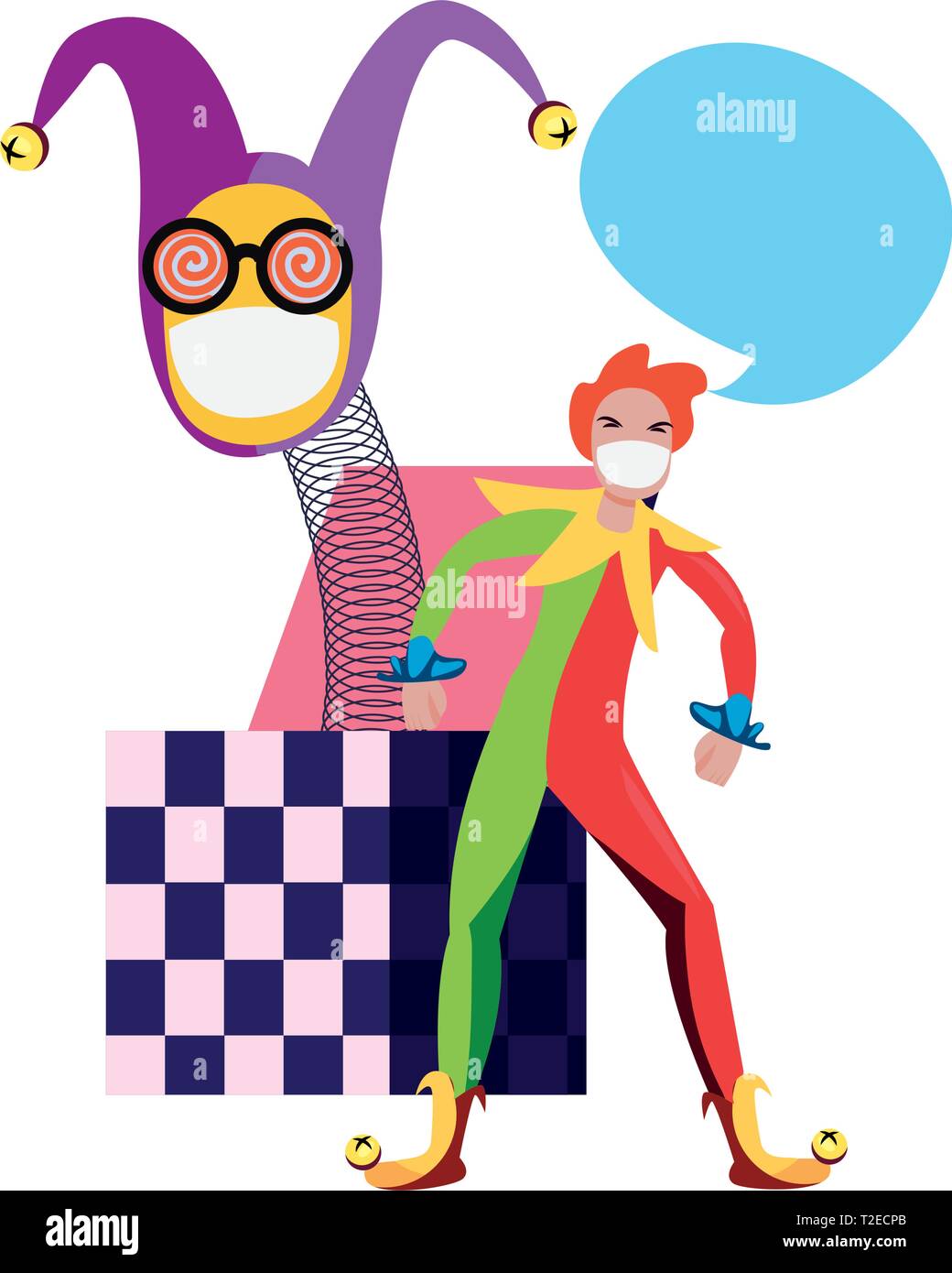 jester emoji in the box april fools day vector illustration Stock ...