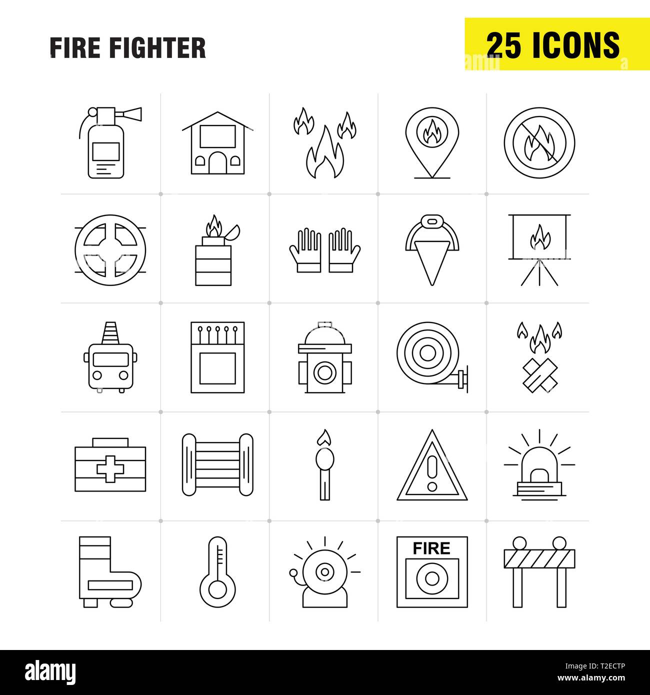 Fire Fighter Line Icon for Web, Print and Mobile UX/UI Kit. Such as ...