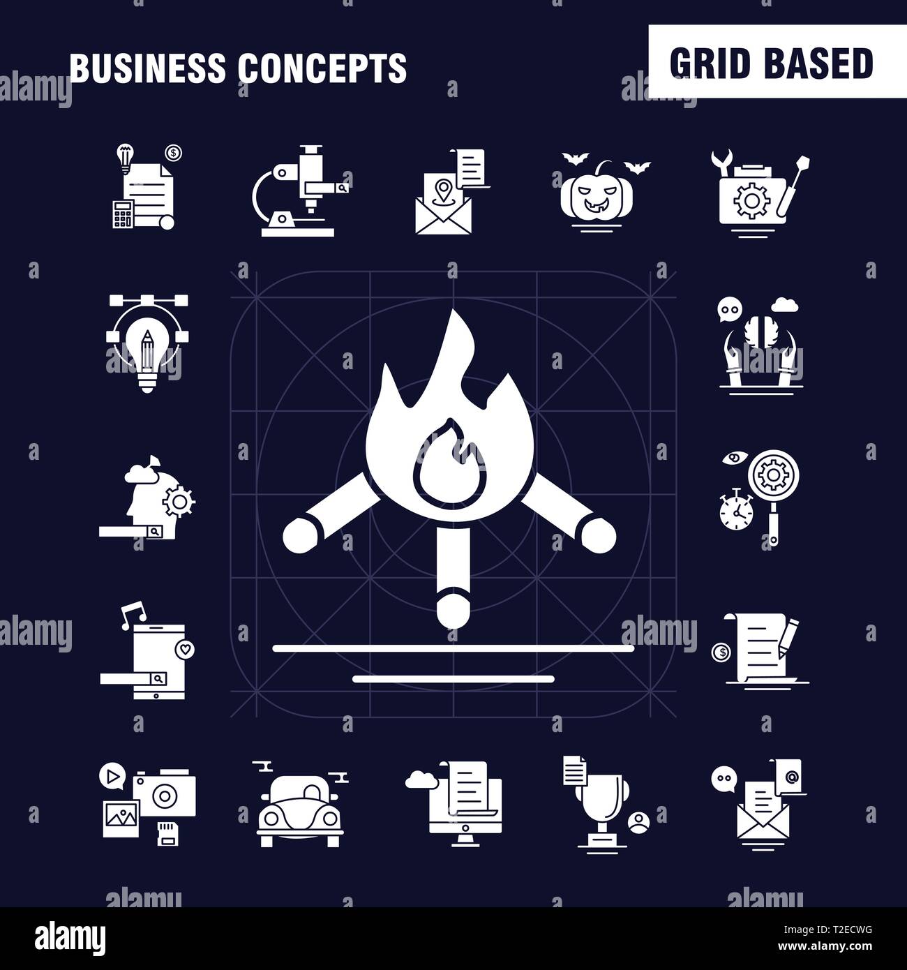 Business Concepts Solid Glyph Icons Set For Infographics, Mobile UX/UI ...