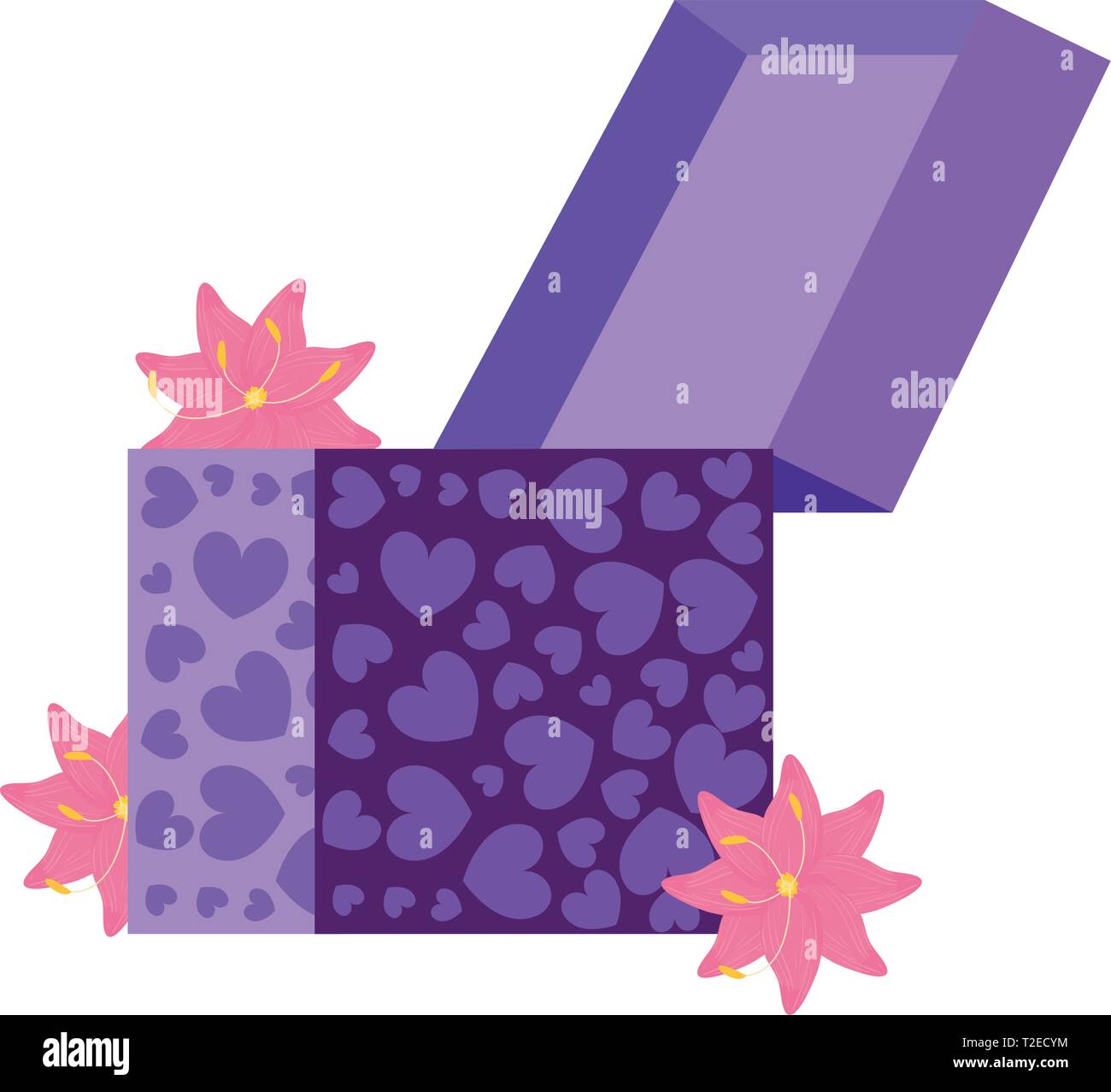 gift box flowers white background vector illustration Stock Vector ...