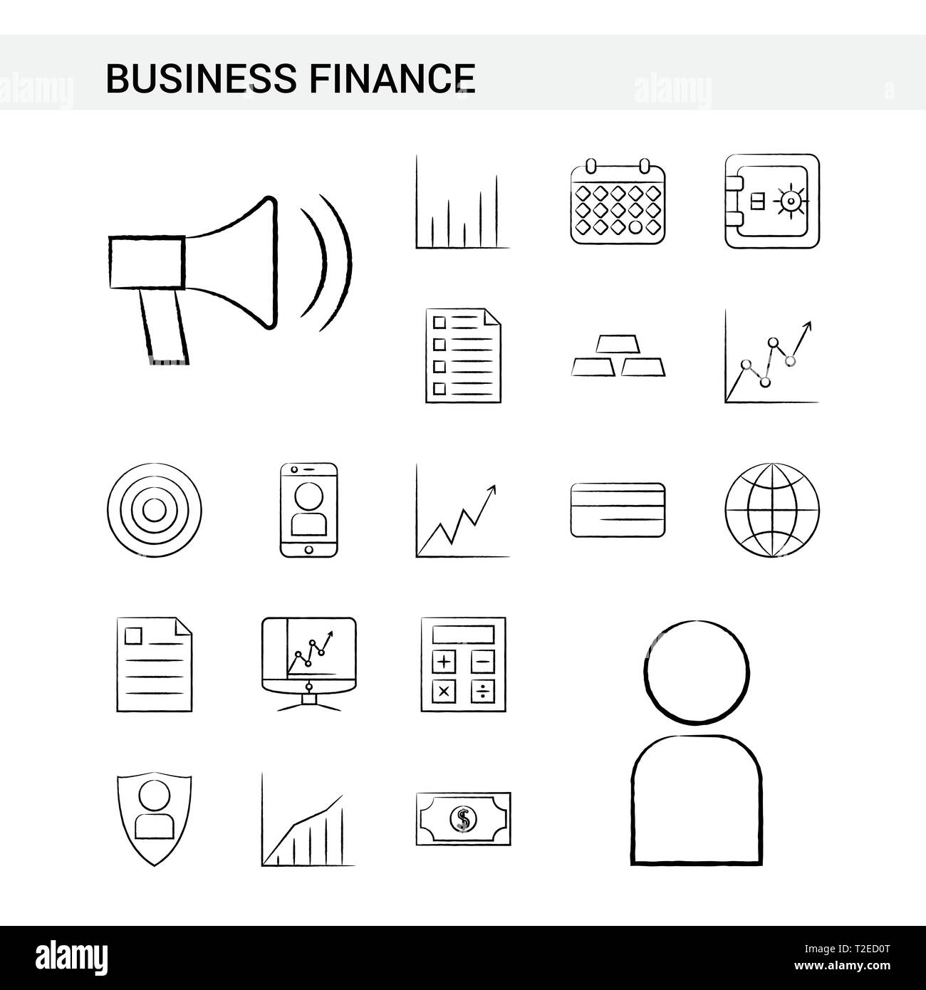 Business Finance hand drawn Icon set style, isolated on white ...