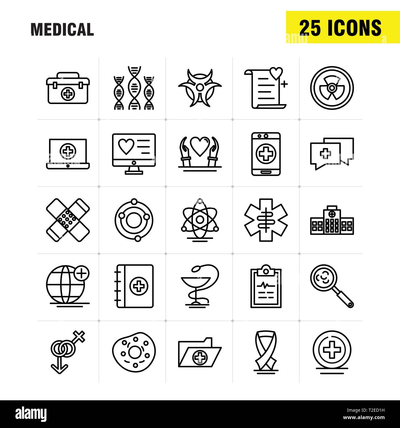 Medical Line Icons Set For Infographics, Mobile UX/UI Kit And Print ...