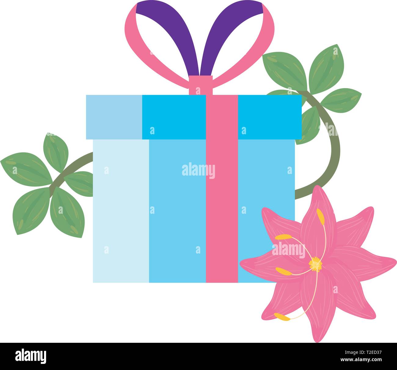 gift box flowers white background vector illustration Stock Vector ...