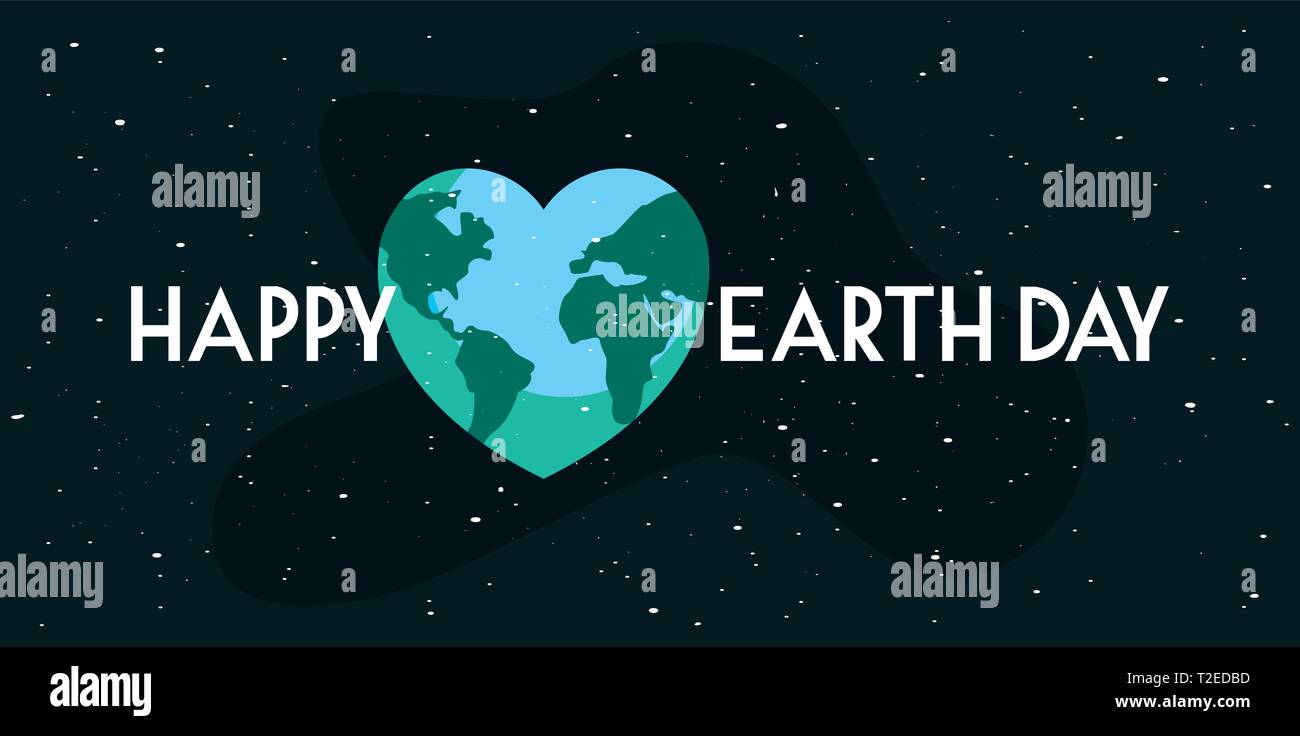 world shaped a heart happy earth day vector illustration Stock Vector ...