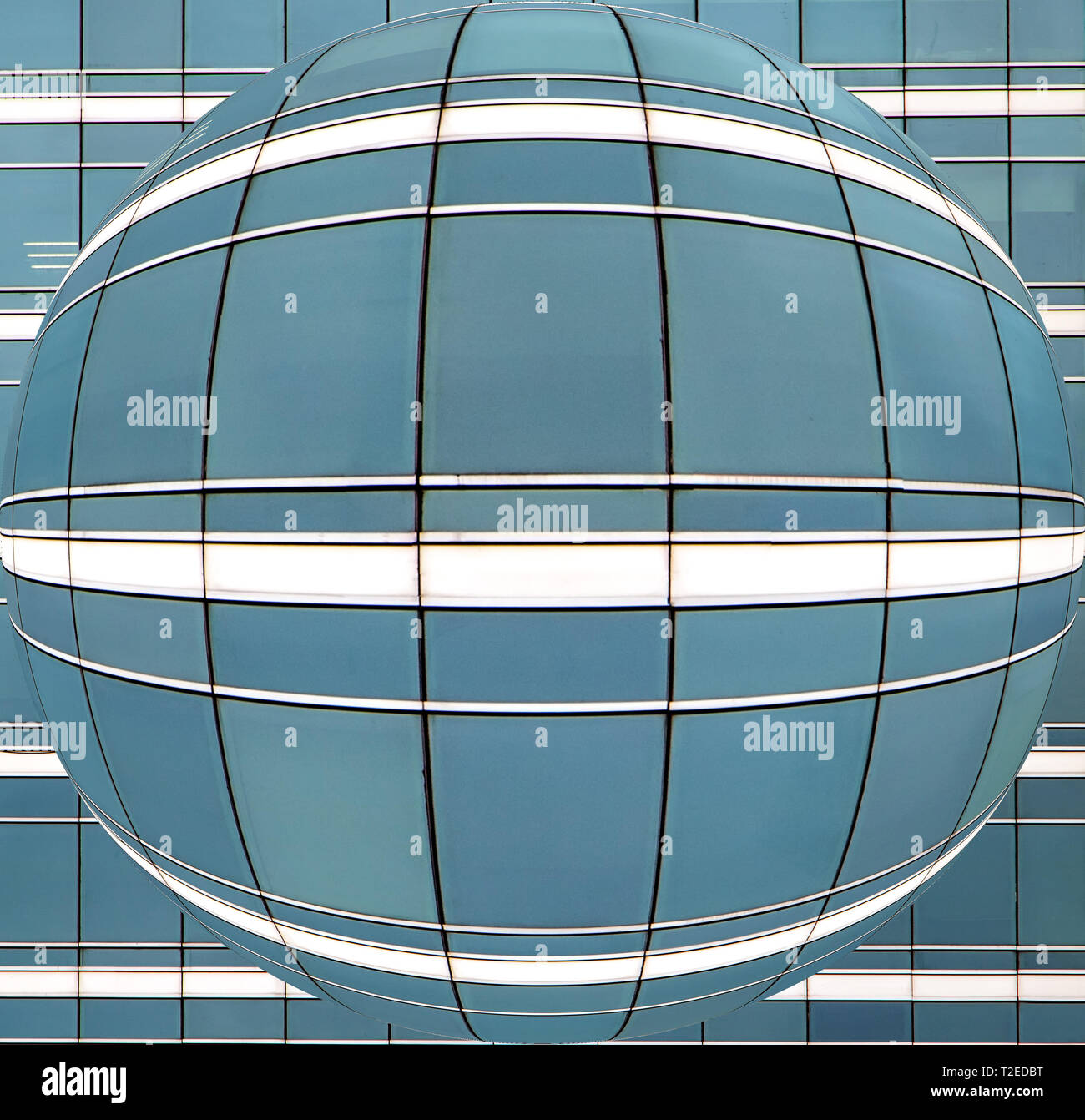The sphere of deformed windows on background of house facade Stock ...