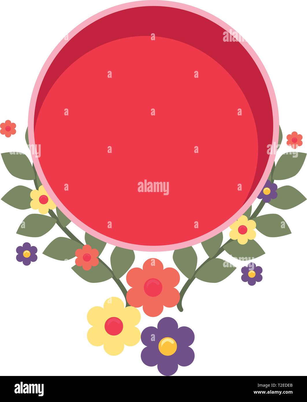 flowers badge decoration empty template vector illustration Stock ...