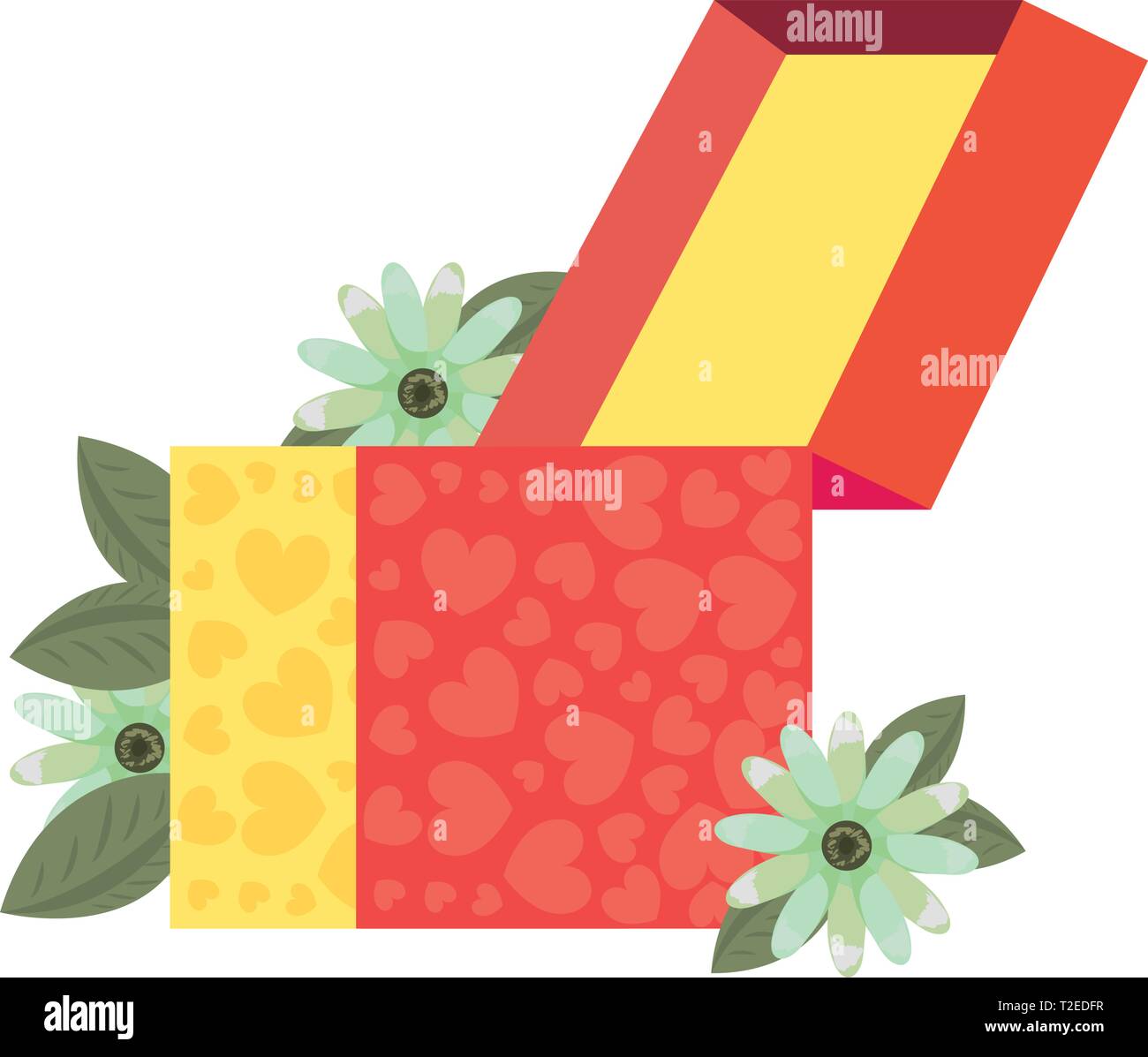 gift box flowers white background vector illustration Stock Vector ...