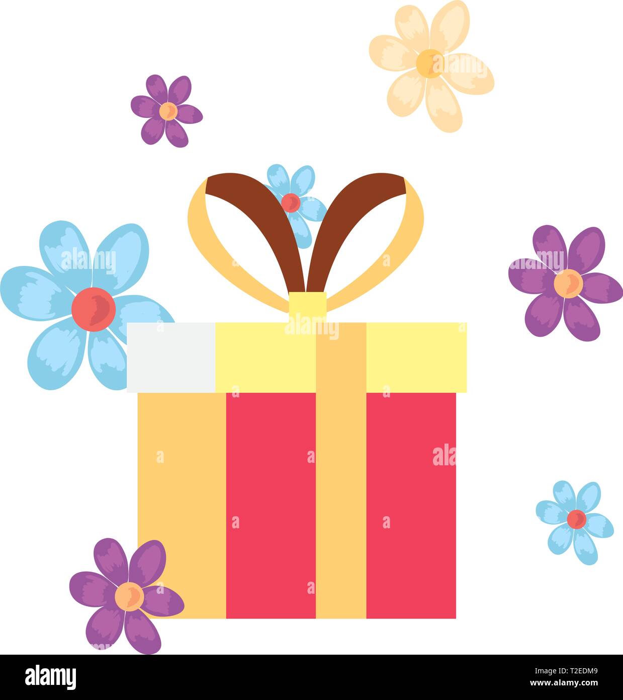 gift box flowers white background vector illustration Stock Vector ...