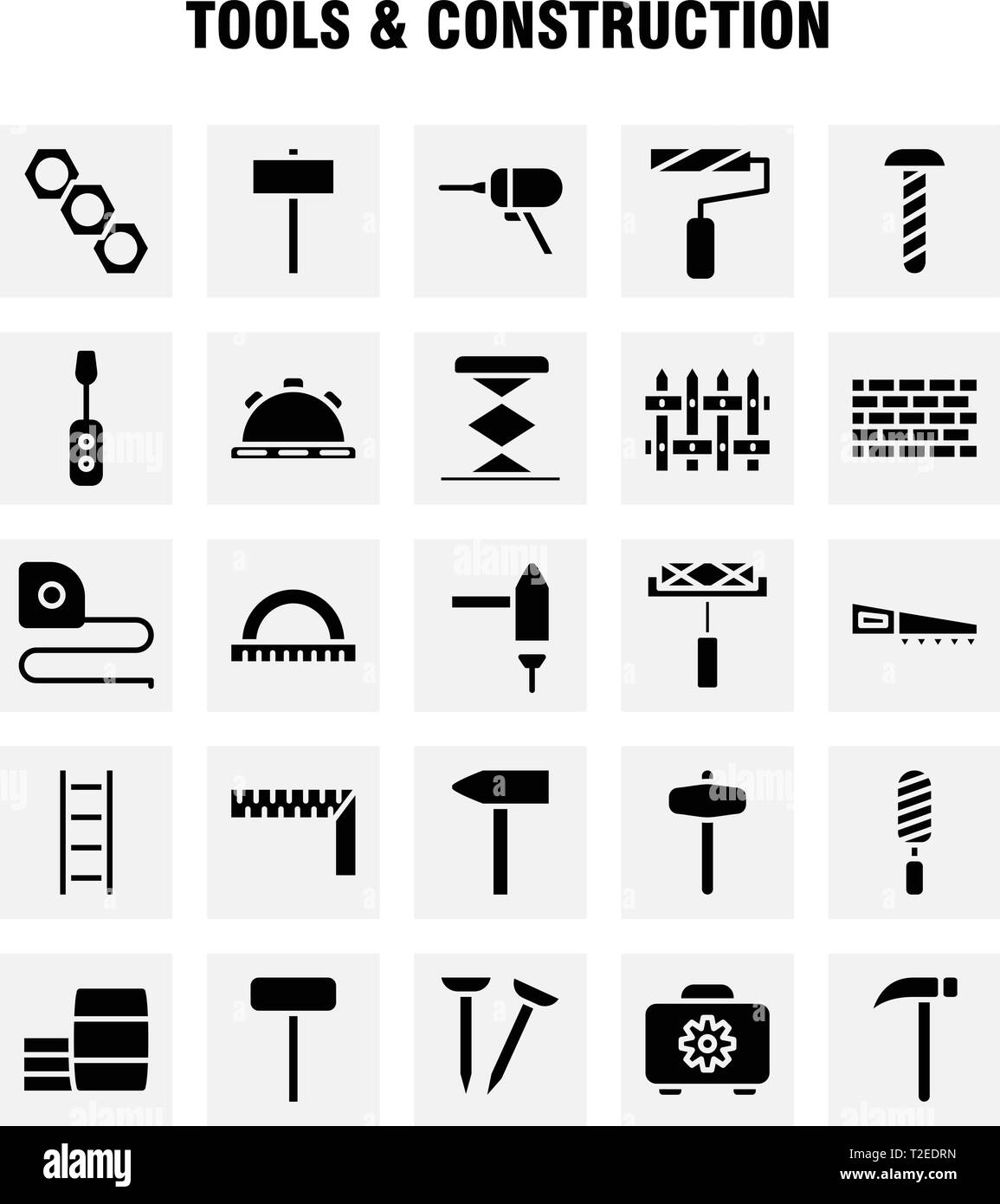 Tools And Construction Solid Glyph Icon Pack For Designers And ...