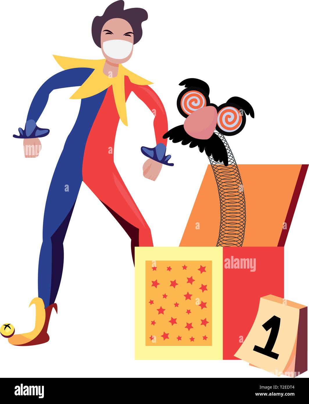 jester mask in the box calendar april fools day vector illustration ...