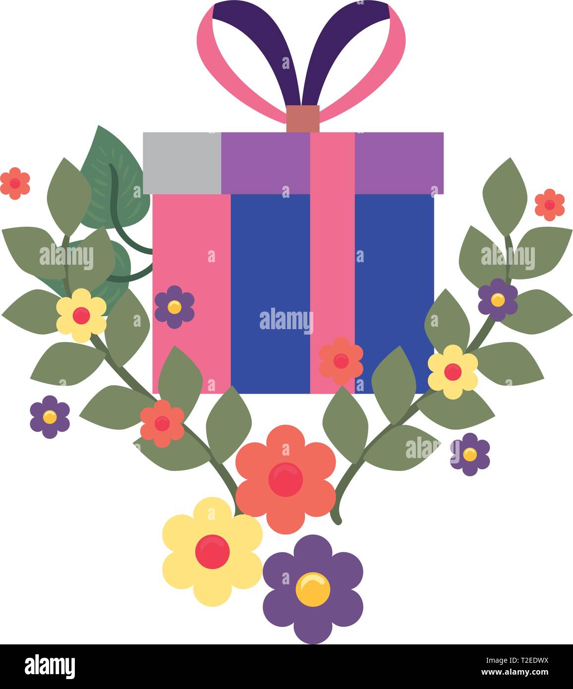 gift box flowers romantic vector illustration Stock Vector Image & Art ...