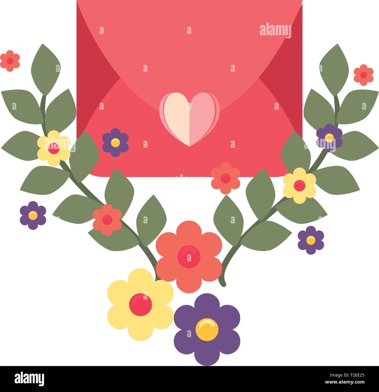 romantic mail flowers decoration vector illustration Stock Vector Image ...