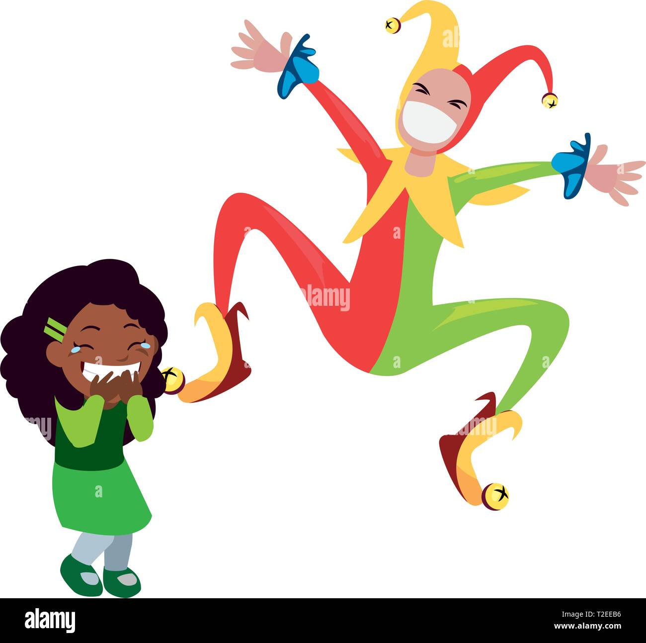 girl and jester april fools day vector illustration Stock Vector Image ...