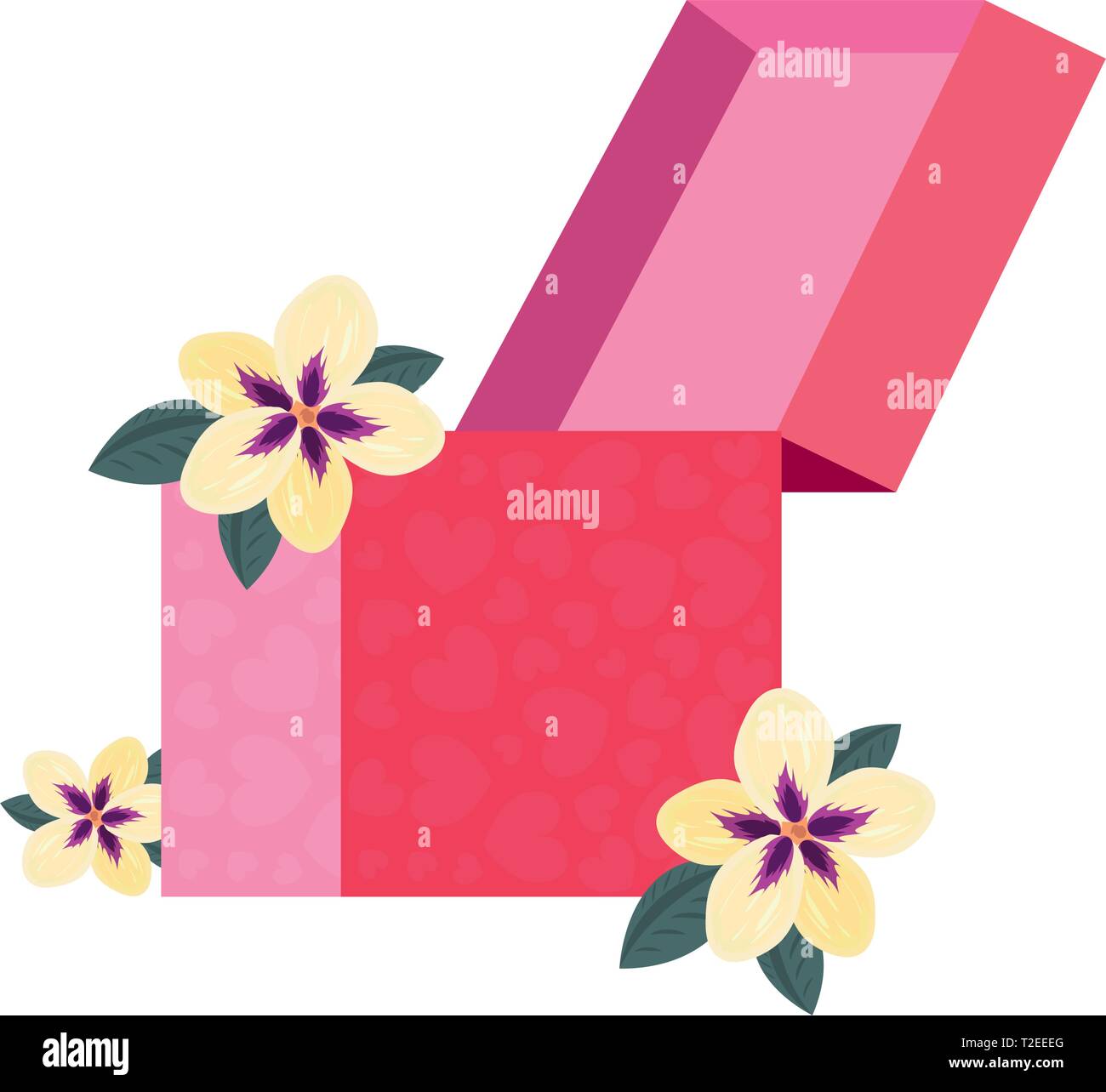 gift box flowers white background vector illustration Stock Vector ...
