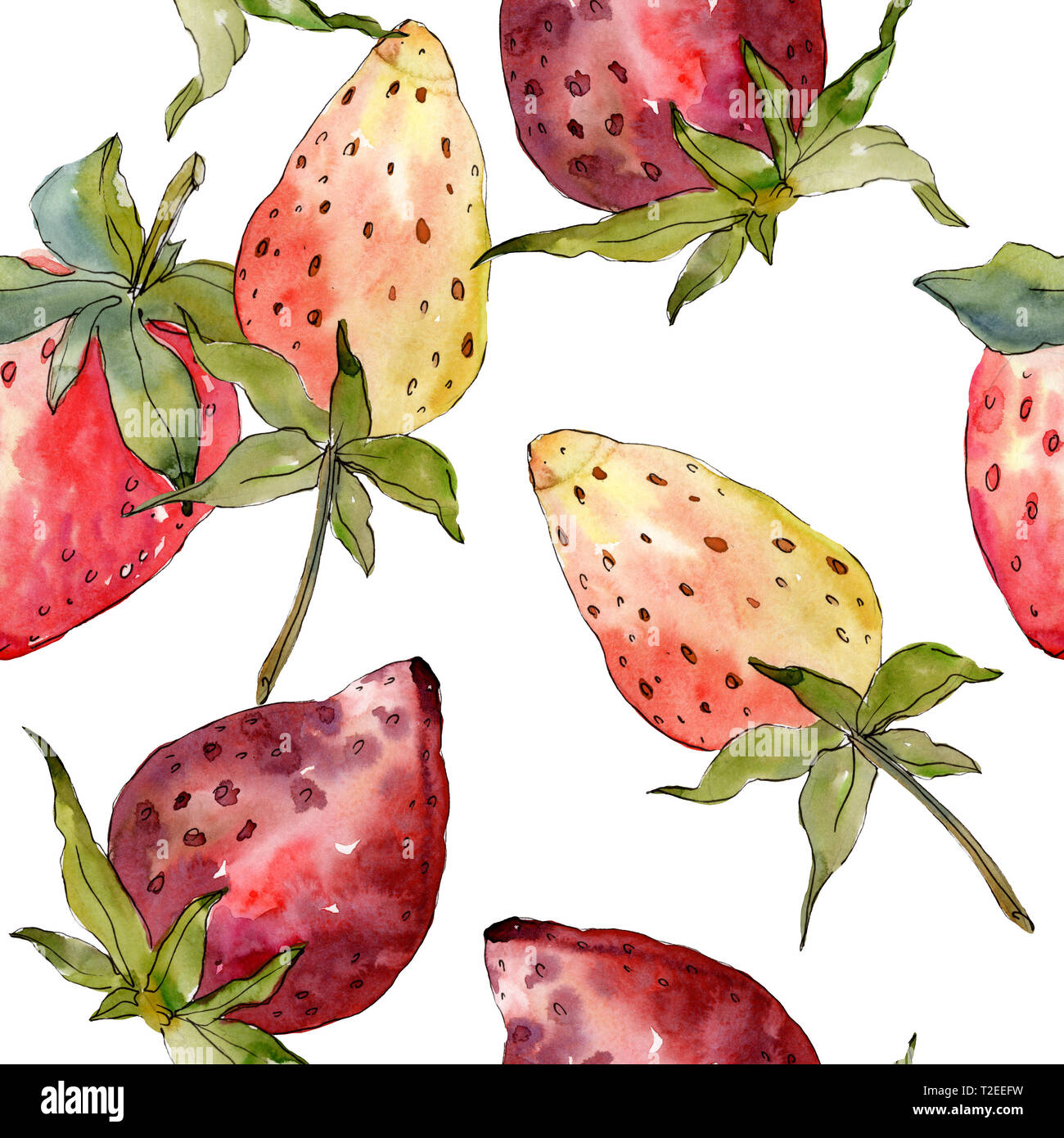 Strawberry healthy food. Watercolor background illustration set ...