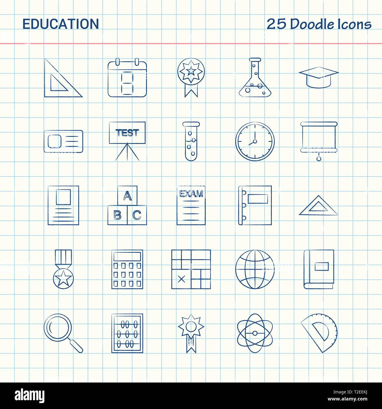 Education 25 Doodle Icons. Hand Drawn Business Icon set Stock Vector ...