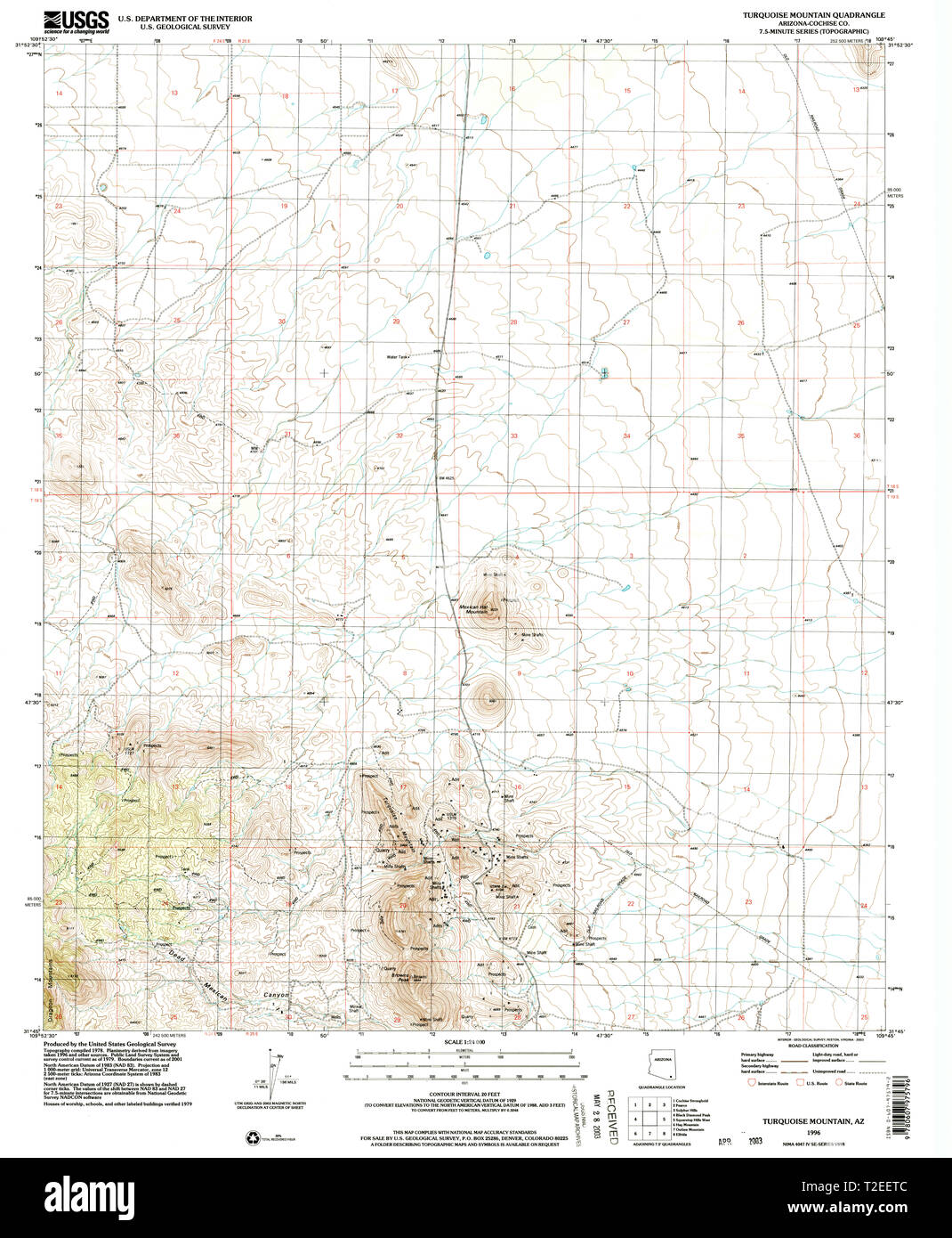 USGS TOPO Map Arizona AZ Turquoise Mountain 313862 1996 24000 ...