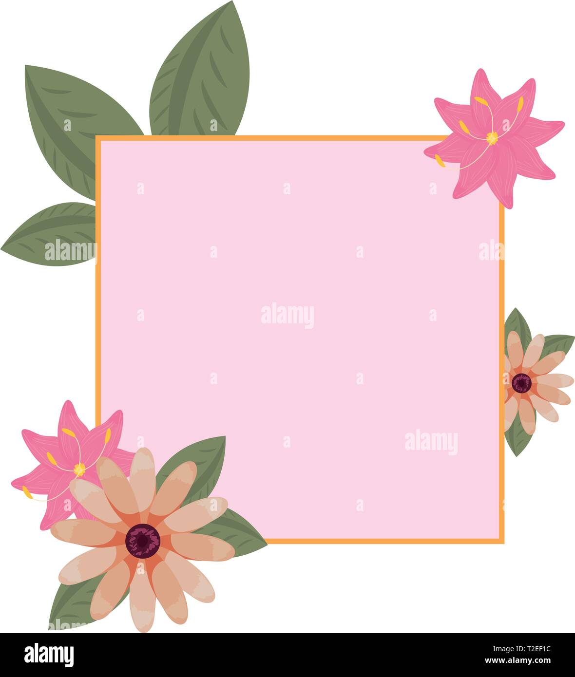 flowers badge decoration empty template vector illustration Stock ...