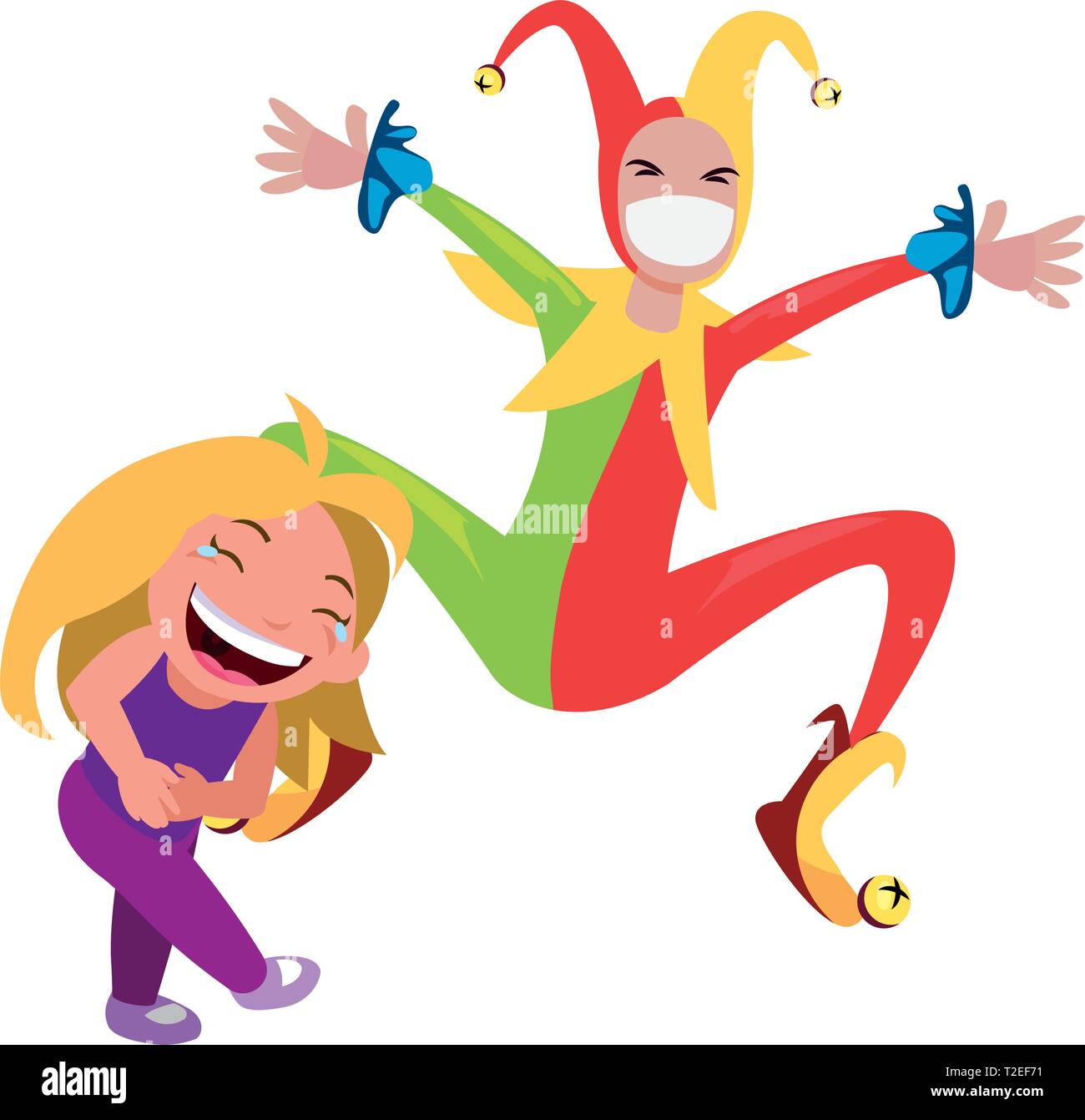 girl and jester april fools day vector illustration Stock Vector Image ...