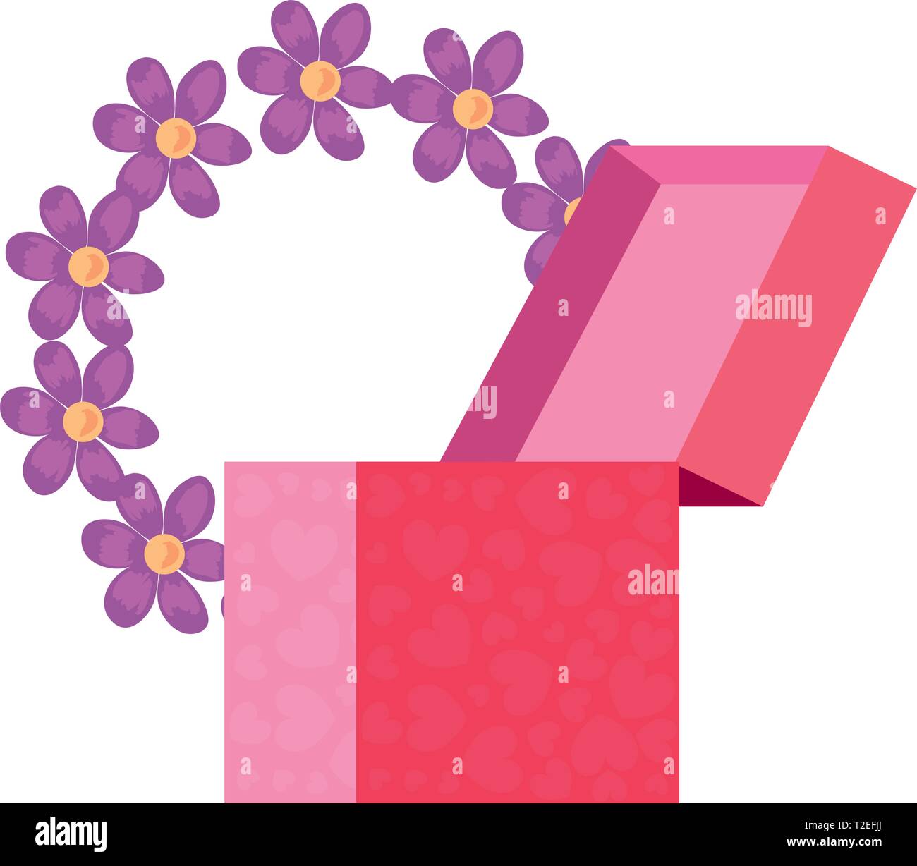 gift box flowers white background vector illustration Stock Vector ...