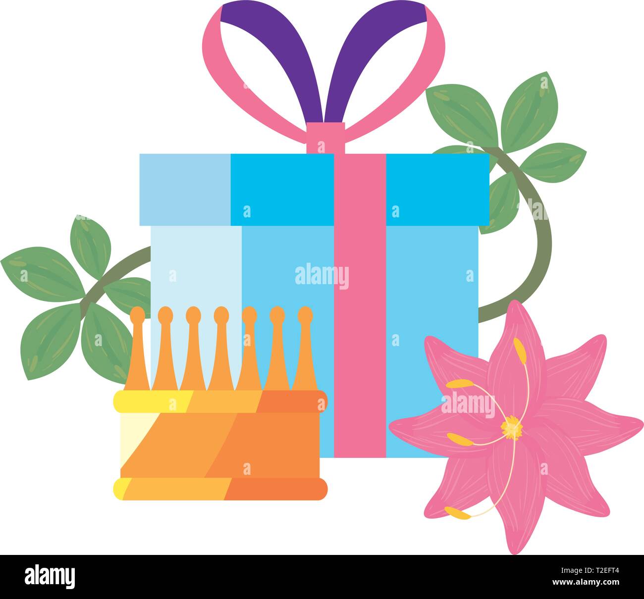 gift box flowers romantic vector illustration Stock Vector Image & Art ...