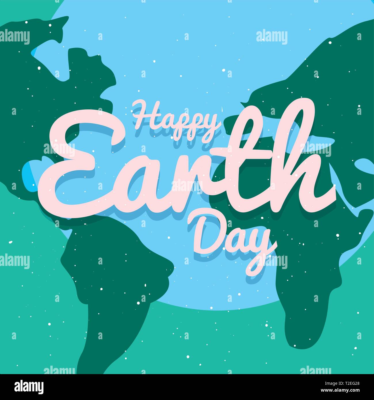 happy earth day map world background vector illustration Stock Vector ...