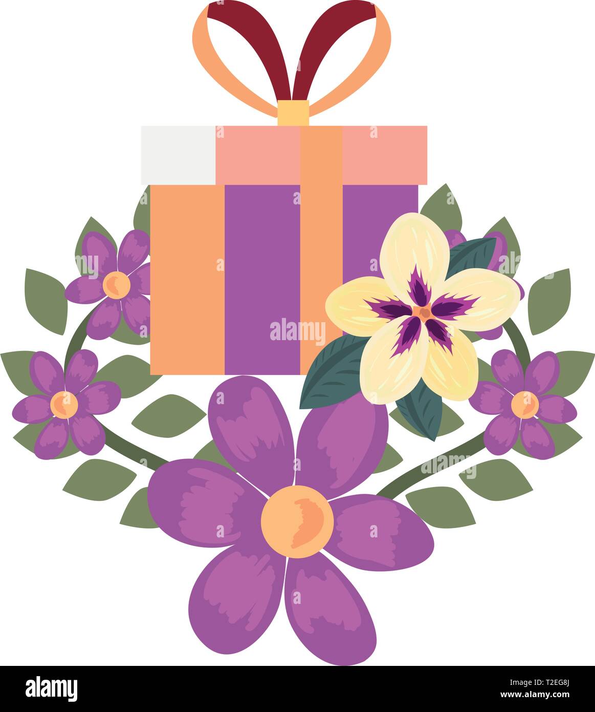 gift box flowers romantic vector illustration Stock Vector Image & Art ...