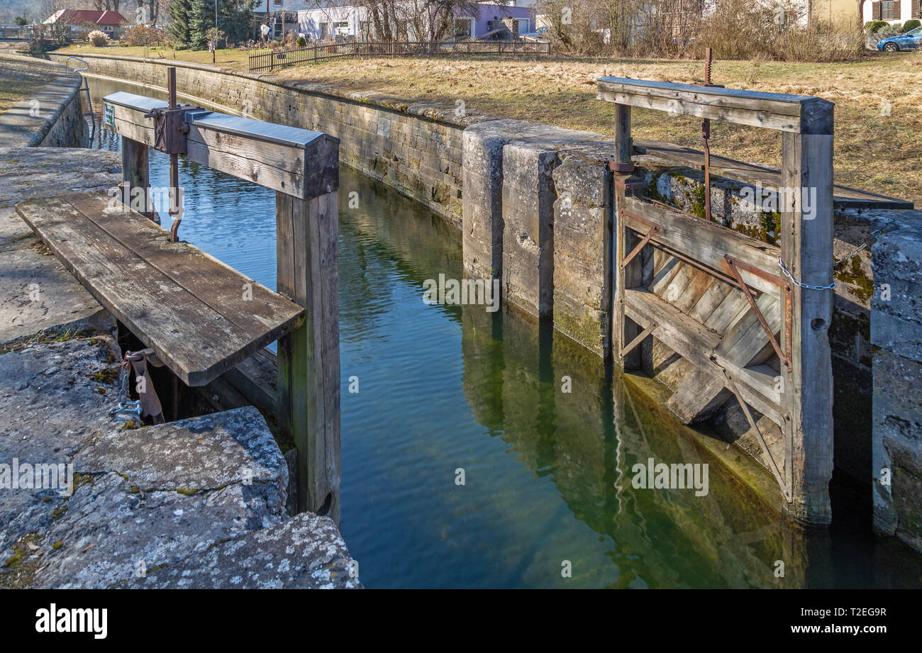 Lock at historic Ludwig Danube Main Canal in Kelheim Stock Photo - Alamy