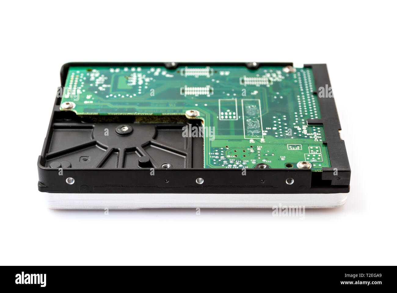 Opened hard disk drive isolated on white background Stock Photo - Alamy