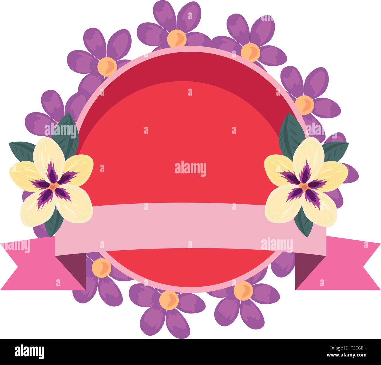 flowers badge decoration empty template vector illustration Stock ...