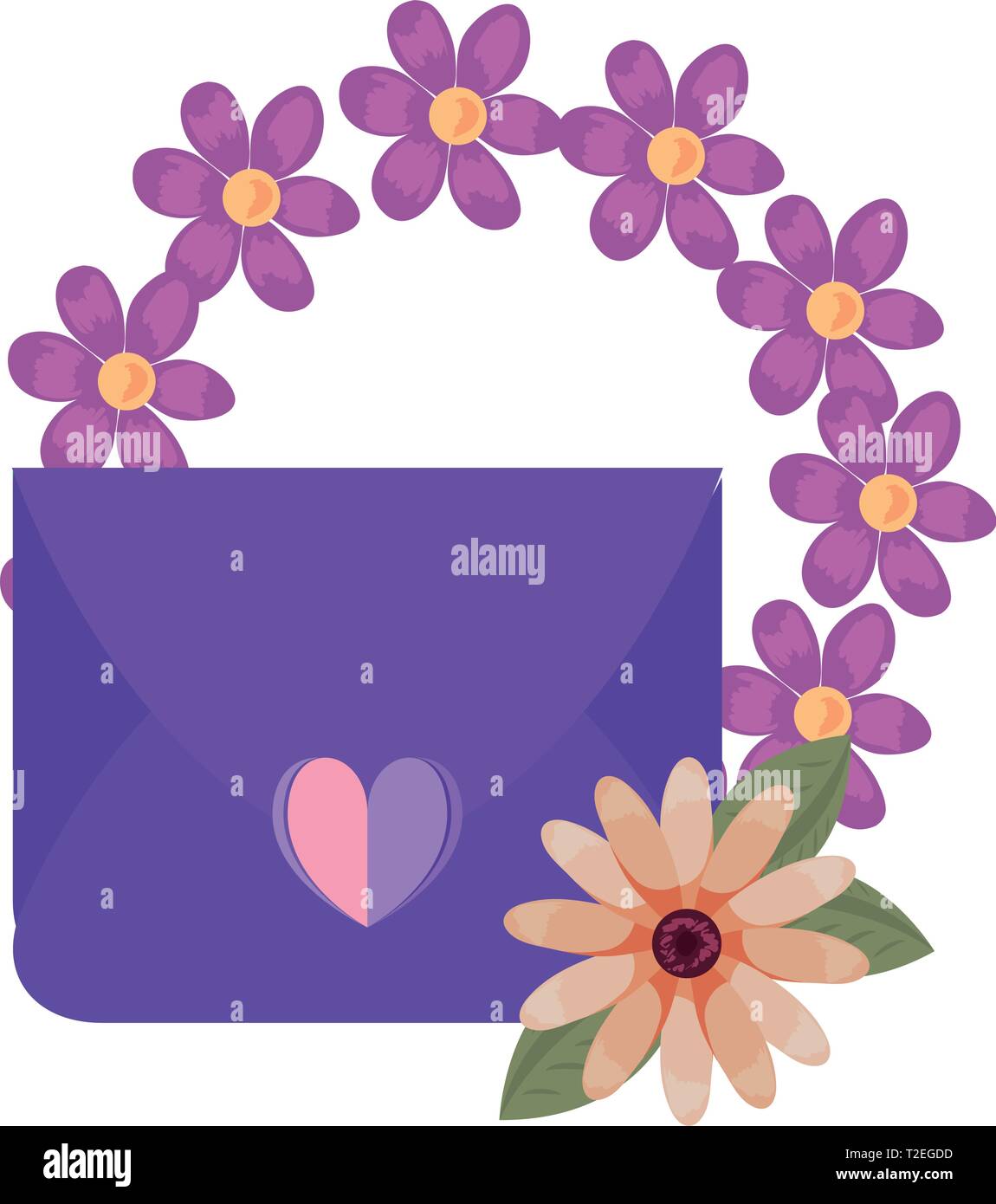 romantic mail flowers decoration vector illustration Stock Vector Image ...
