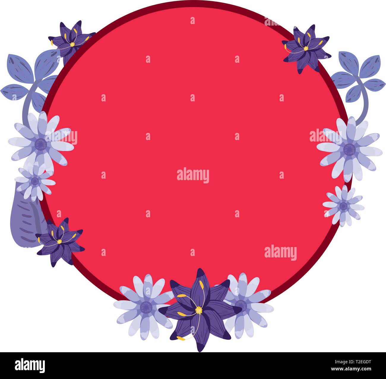 flowers badge decoration empty template vector illustration Stock ...