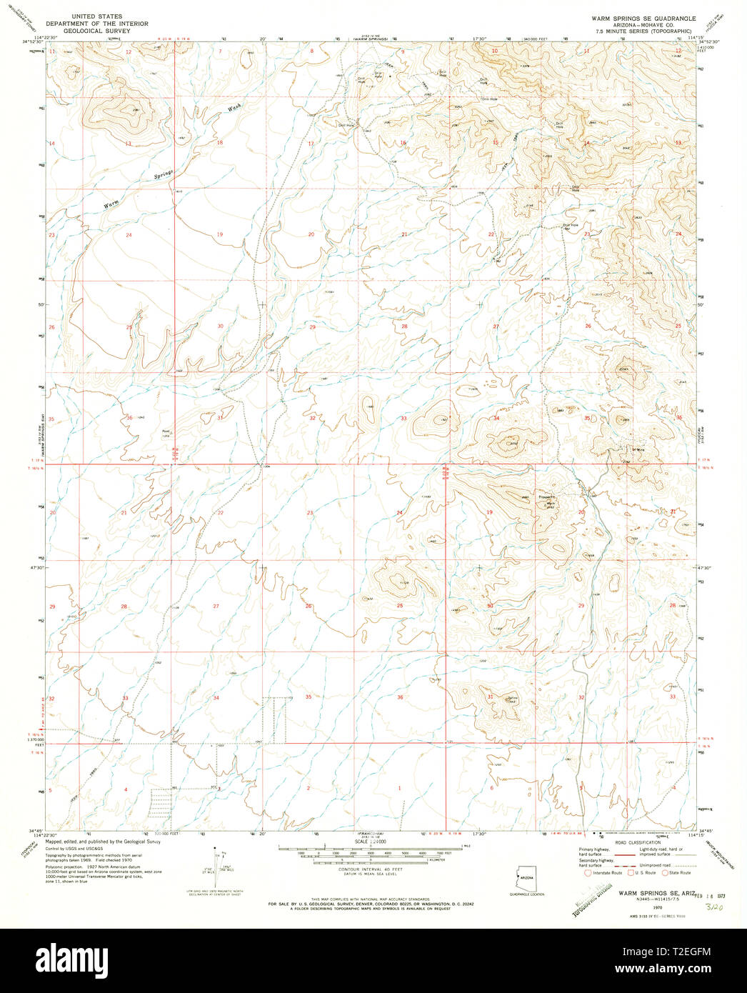 USGS TOPO Map Arizona AZ Warm Springs SE 313976 1970 24000 Restoration ...