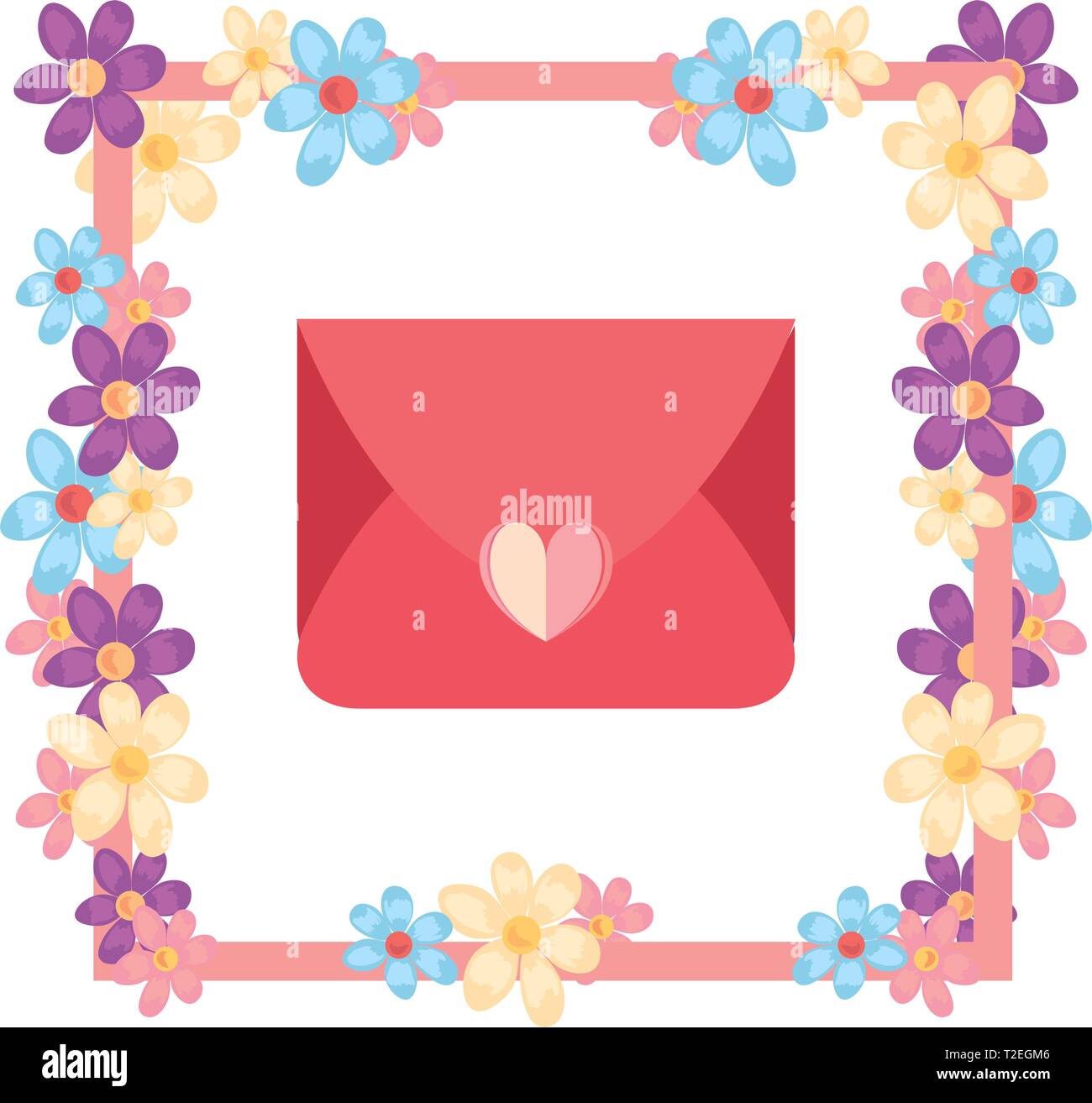 romantic mail flowers decoration vector illustration Stock Vector Image ...