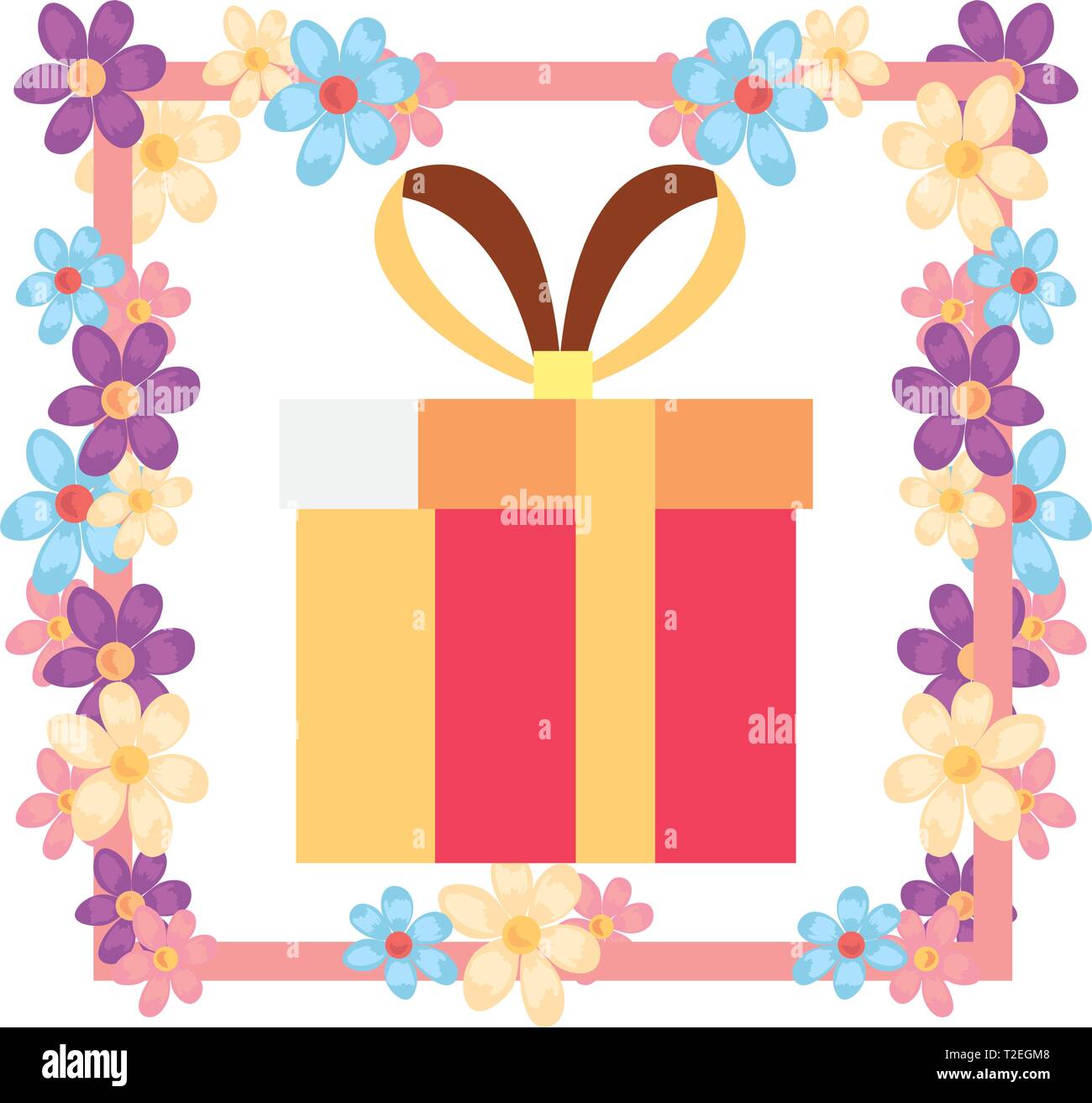 gift box flowers romantic vector illustration Stock Vector Image & Art ...