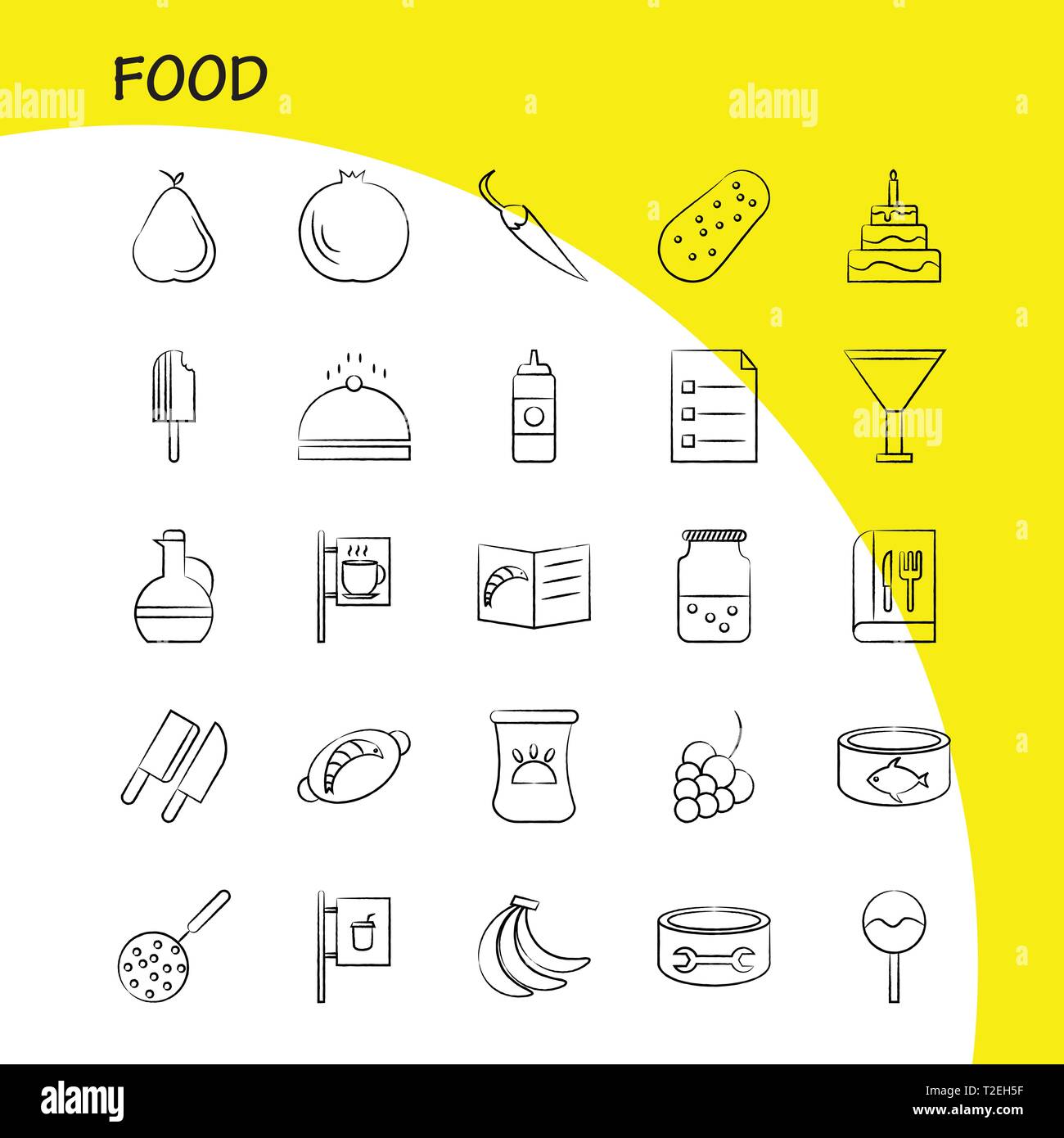 Food Hand Drawn Icons Set For Infographics, Mobile UX/UI Kit And Print ...